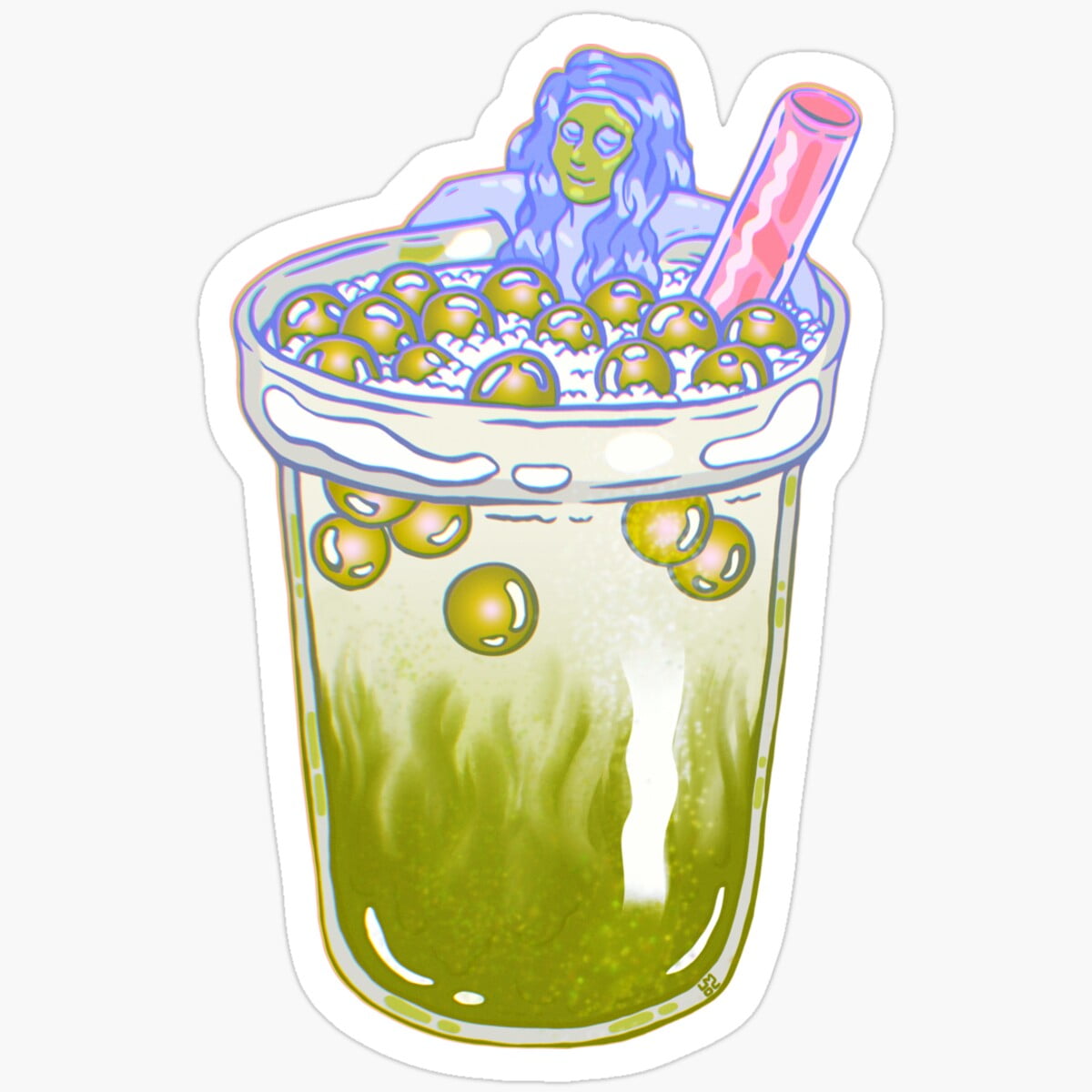 Kira Matcha Bath Sticker Waterproof Sticker for Water Bottles, Laptops ...