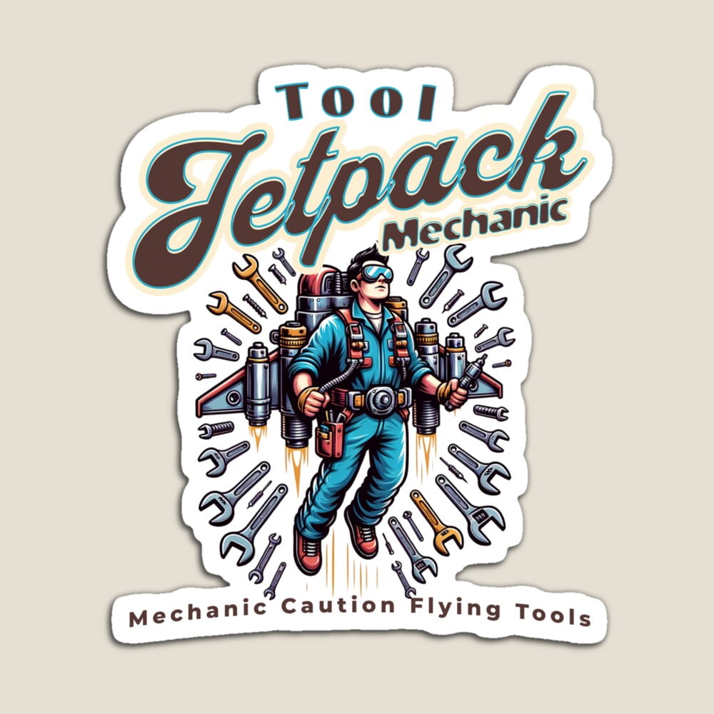 Kira - Mechanic Caution Flying Tools - Tool Jetpack Mechanic Sticker ...