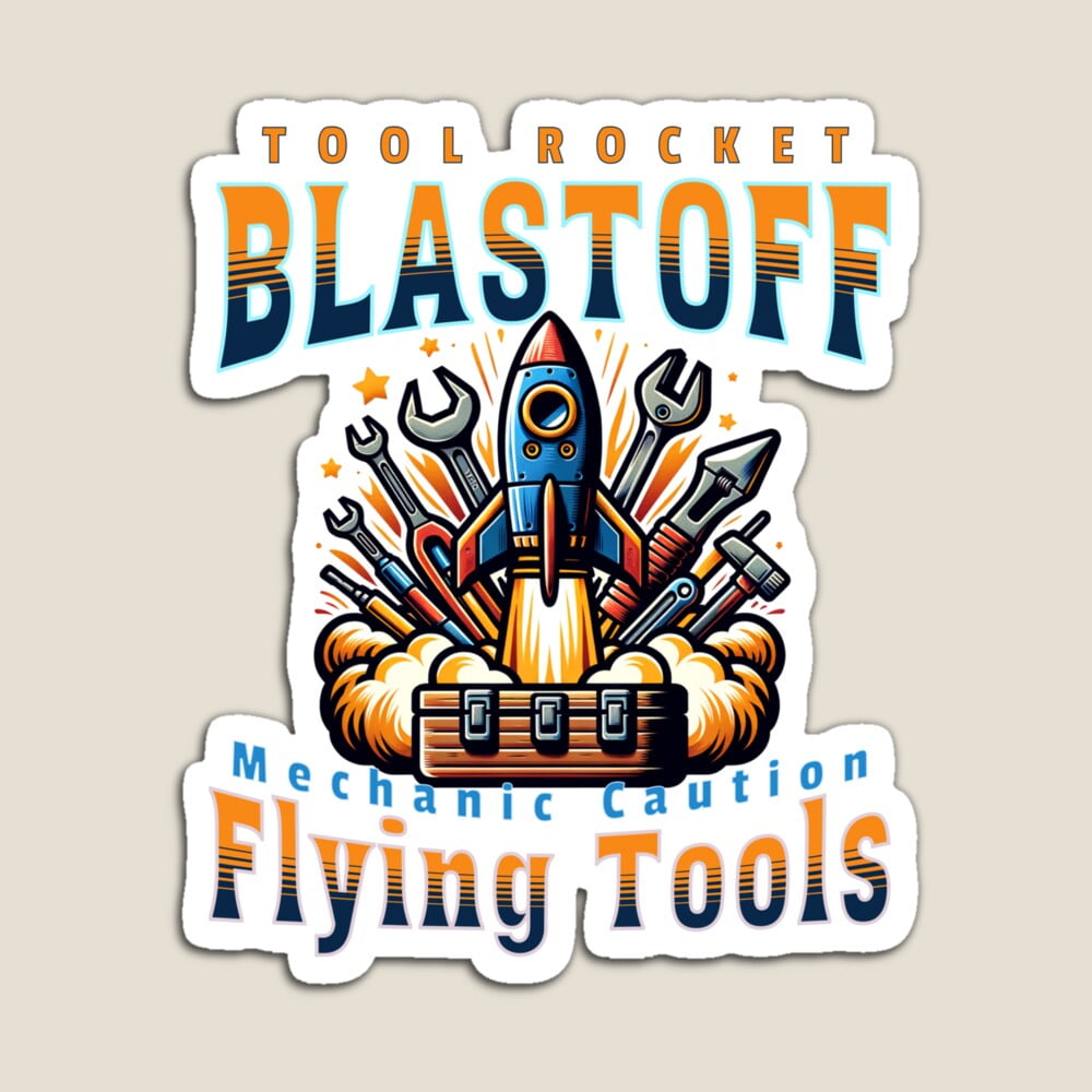 Kira - Mechanic Caution Flying Tools - Tool Rocket Blastoff Sticker ...