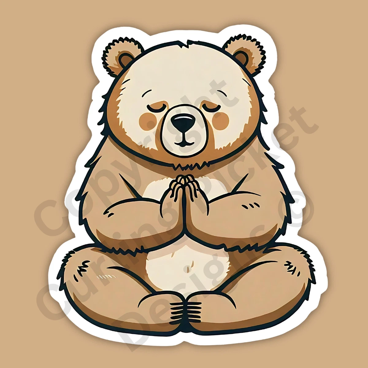 Kira Meditating Grizzly Bear Meditation Yoga Zen Funny Cute Laptop ...