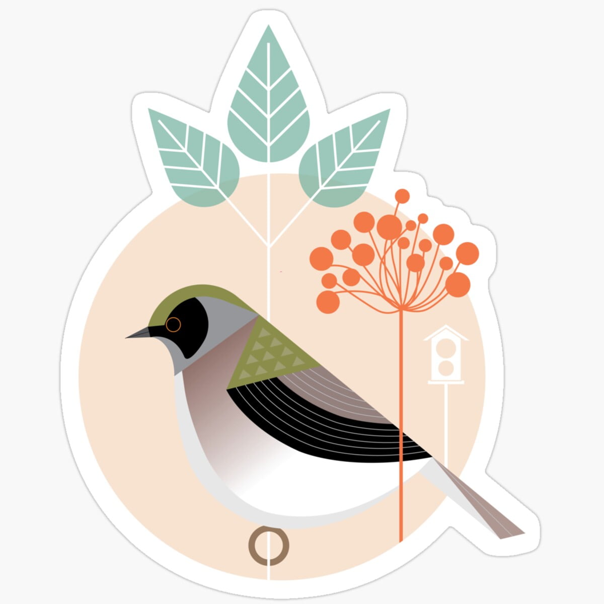 Kira Minimalist Bird Art Glossy Sticker Waterproof Sticker for Water ...