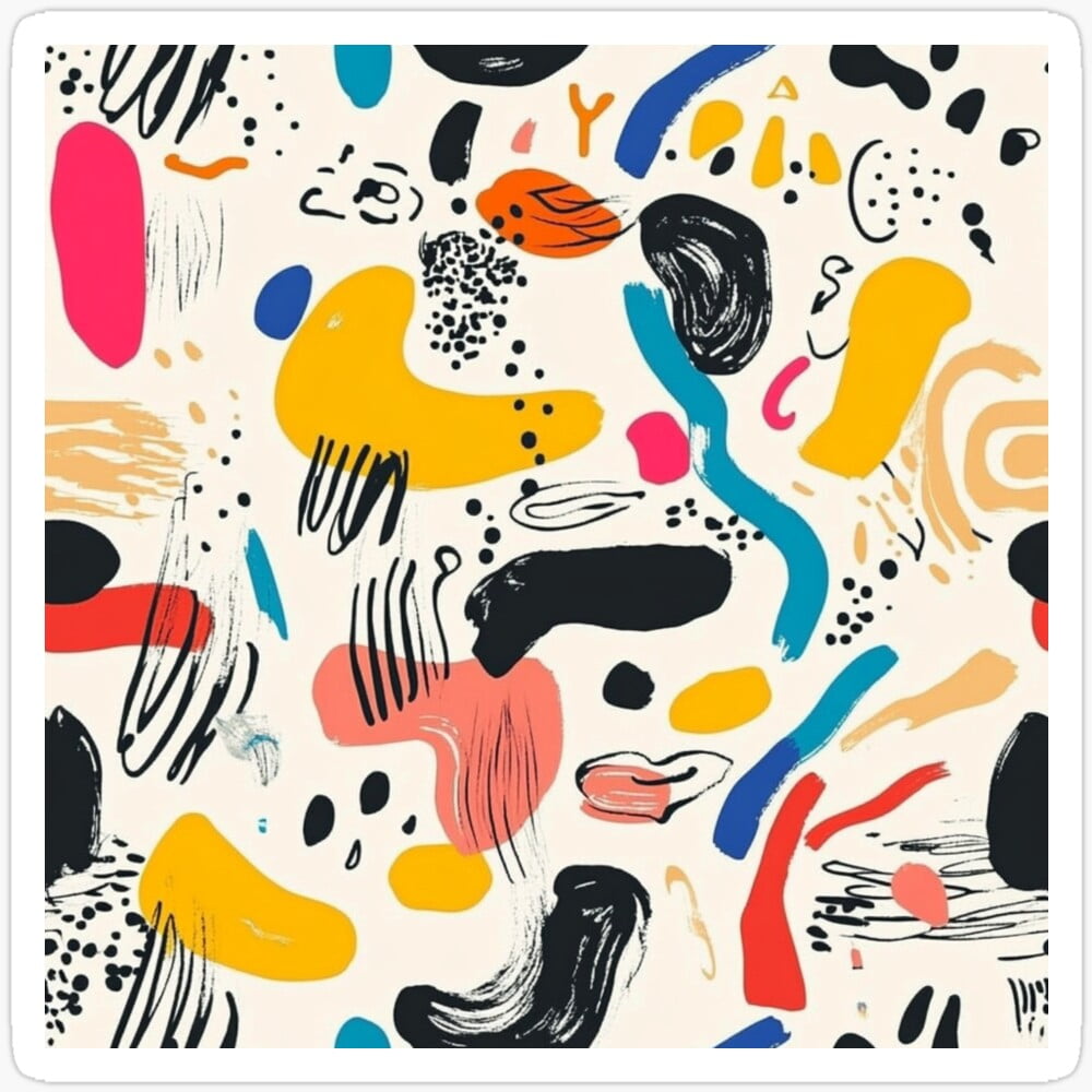 Kira Minimalist Doodles Vibrant Colors Abstract Art Sticker - Kir 2700 ...