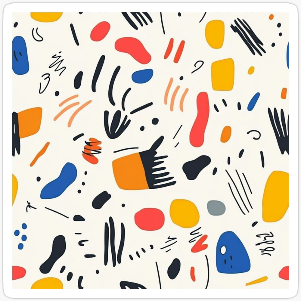 Kira Minimalist Doodles Vibrant Colors Abstract Art Sticker - Kir 2710 ...
