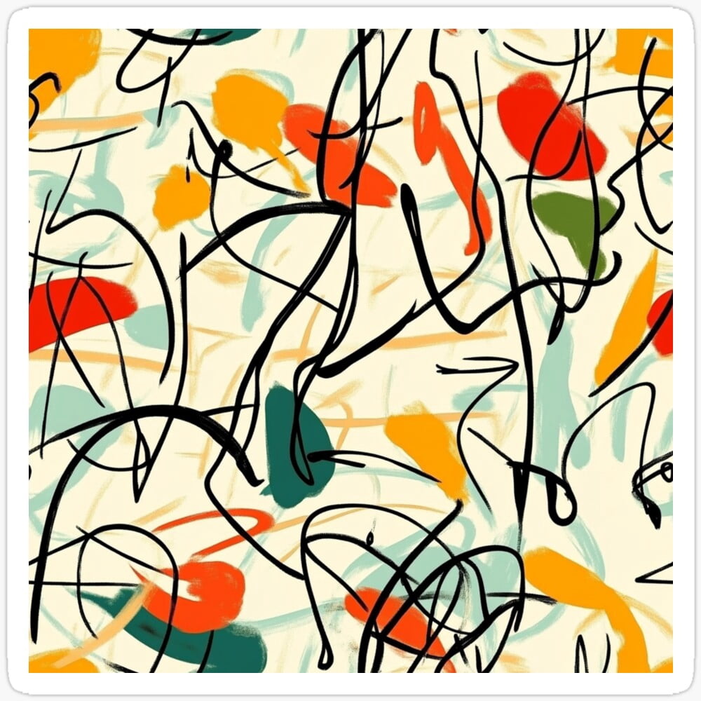 Kira Minimalist Doodles Vibrant Colors Abstract Art Sticker - Kir 2721 ...