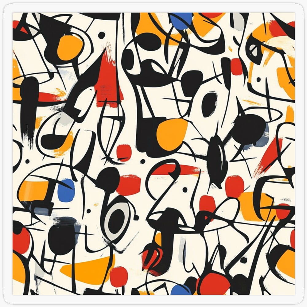 Kira Minimalist Doodles Vibrant Colors Abstract Art Transparent Sticker ...