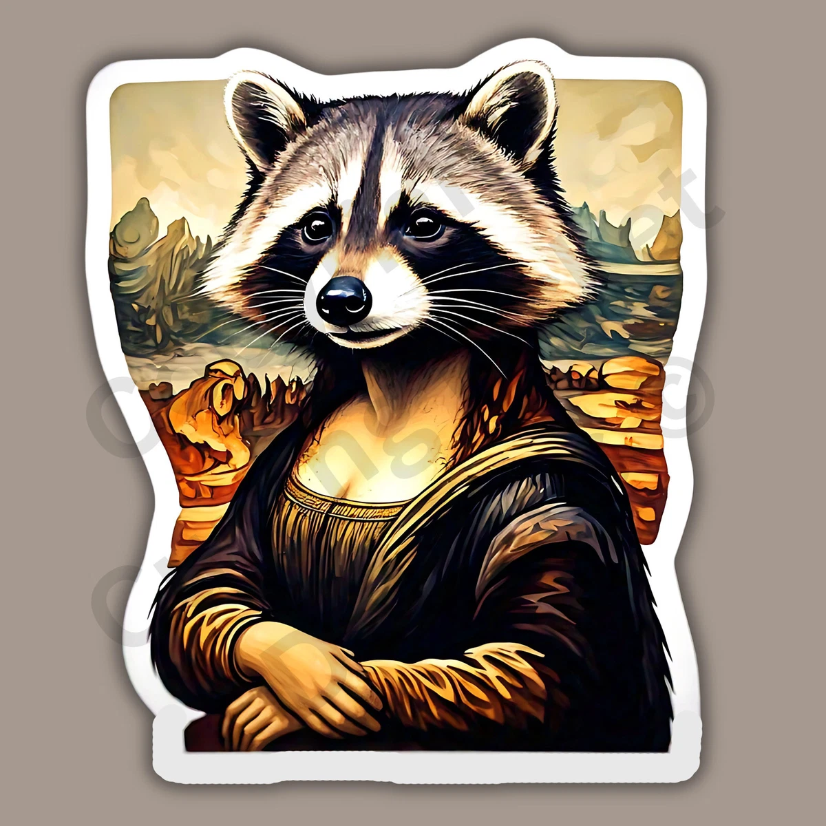 Kira Mona Lisa Raccon Trash Panda Art Leonardo da Vinci Vinyl Sticker ...
