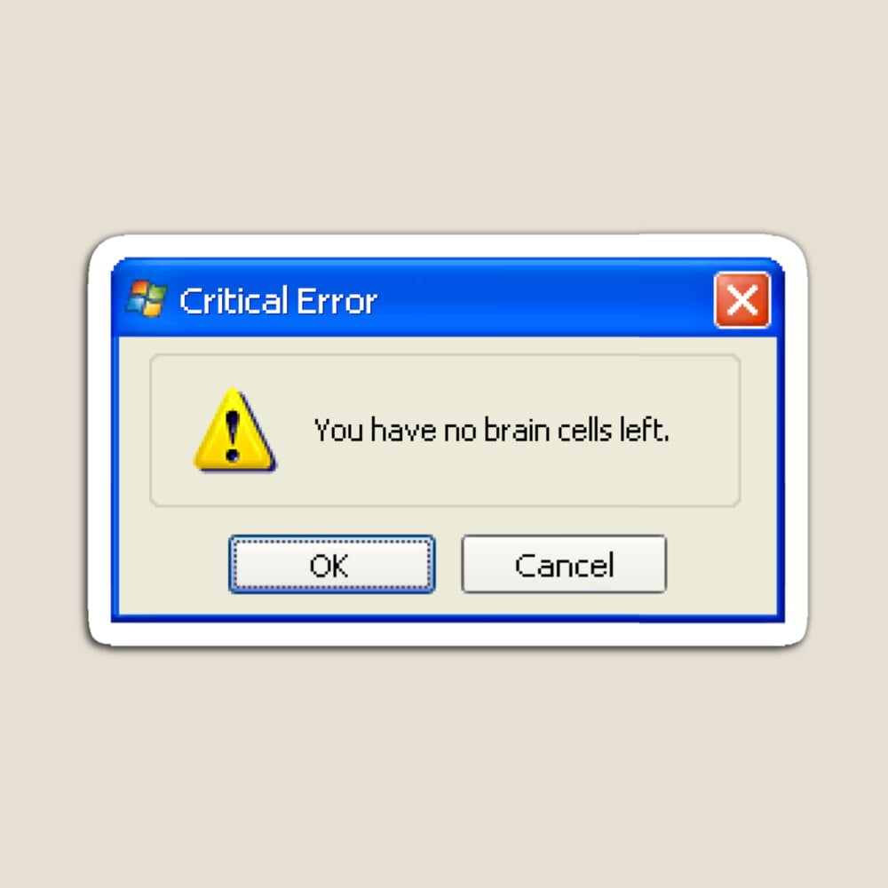 Kira - No Brain Cells Left Windows Xp Popup Sticker - 6994 Hot Trending ...