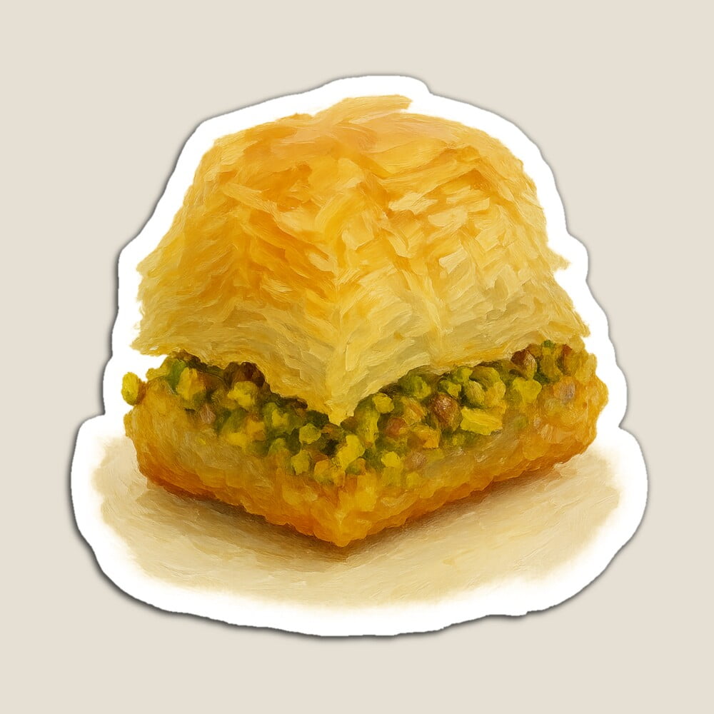 Kira - Oil Painting Style Pistachio Baklava Sticker - 673 - Walmart.com