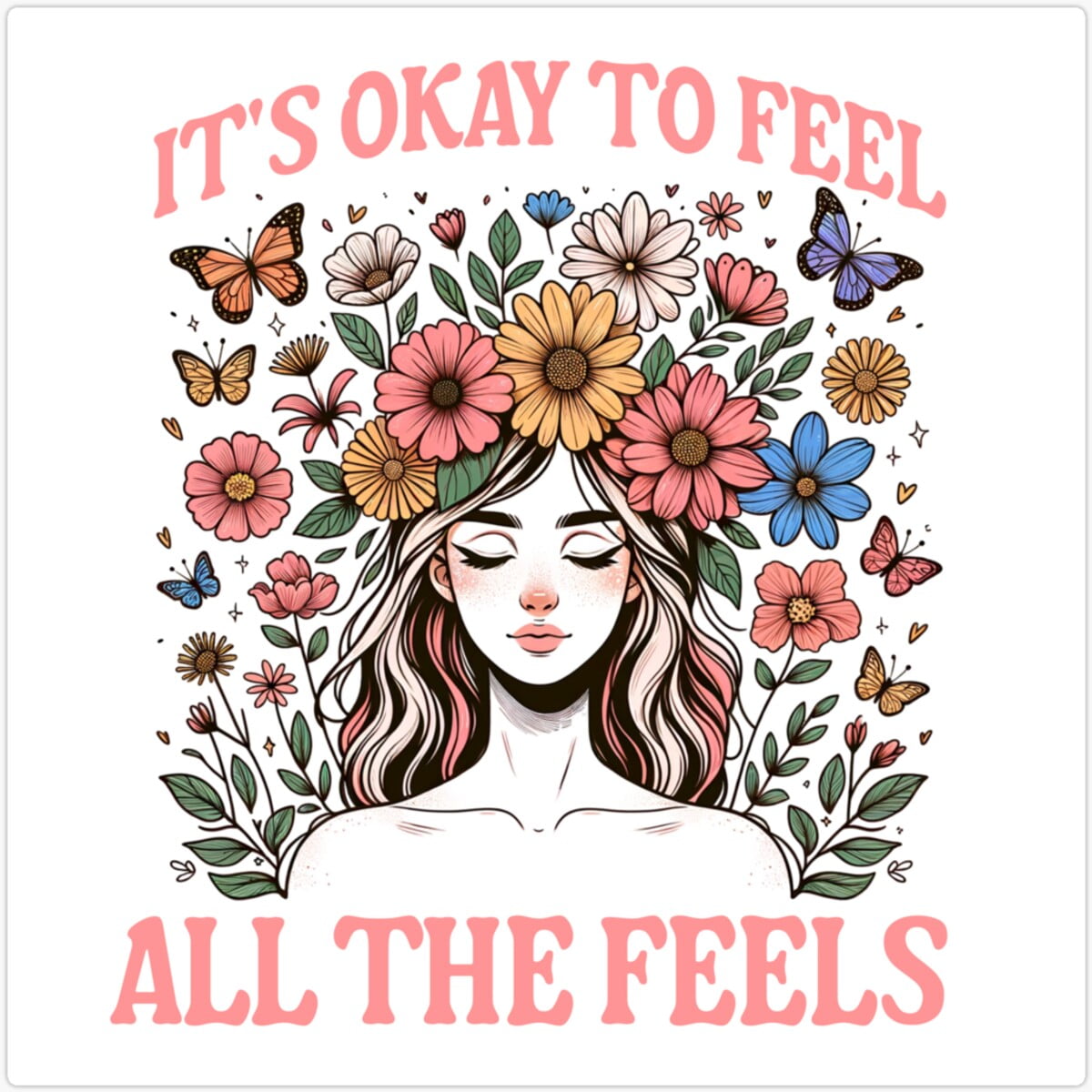 Kira It's Okay to Feel All The Feels Mental Health Self-Care Sticker ...