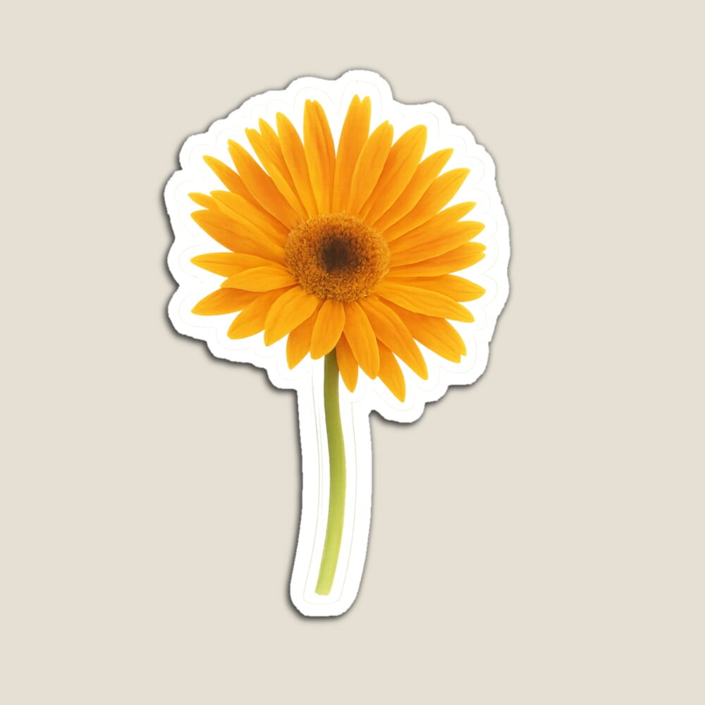 Kira - Orange Gerbera Realistic Floral Sticker Art Sticker - 5311 Hot ...