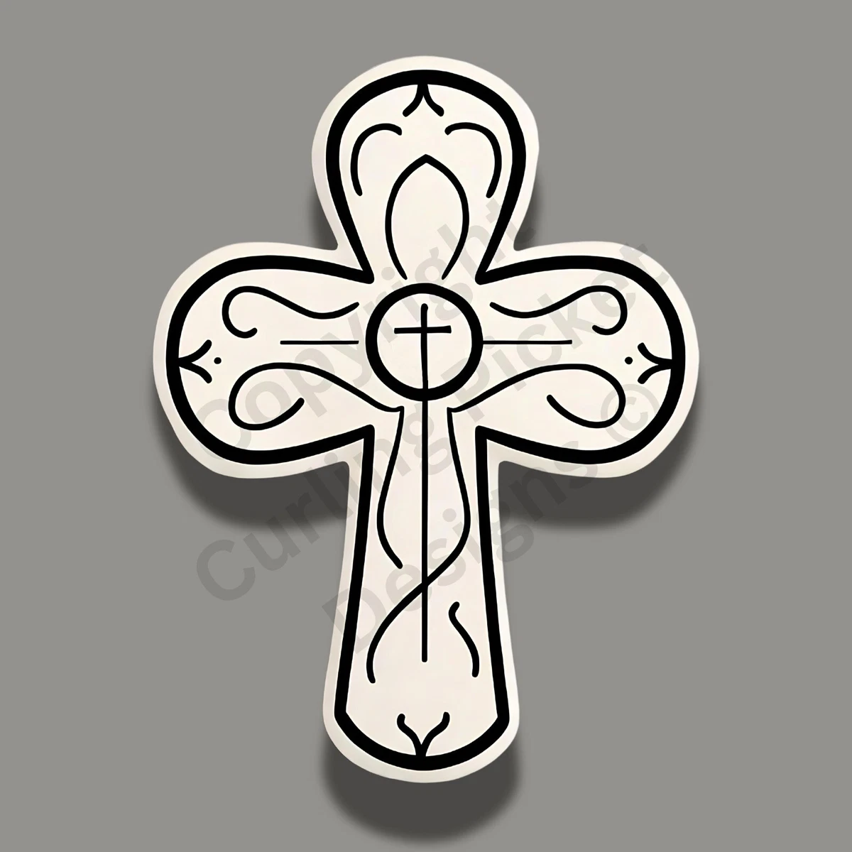 Kira Ornate Cross Christian Vinyl Laminated Sticker Waterproof Sticker ...