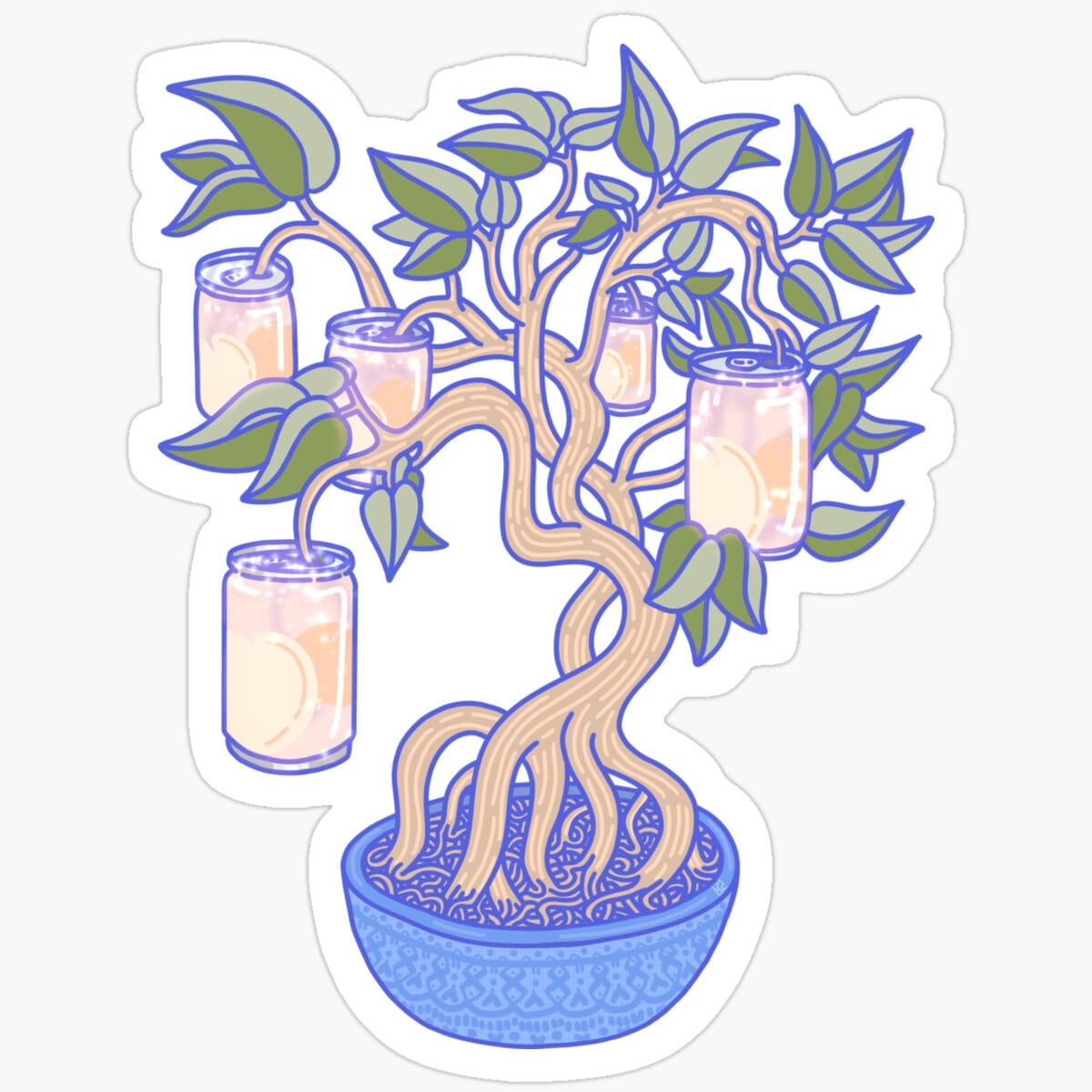 Kira Peach Tree Sticker Waterproof Sticker for Water Bottles, Laptops ...