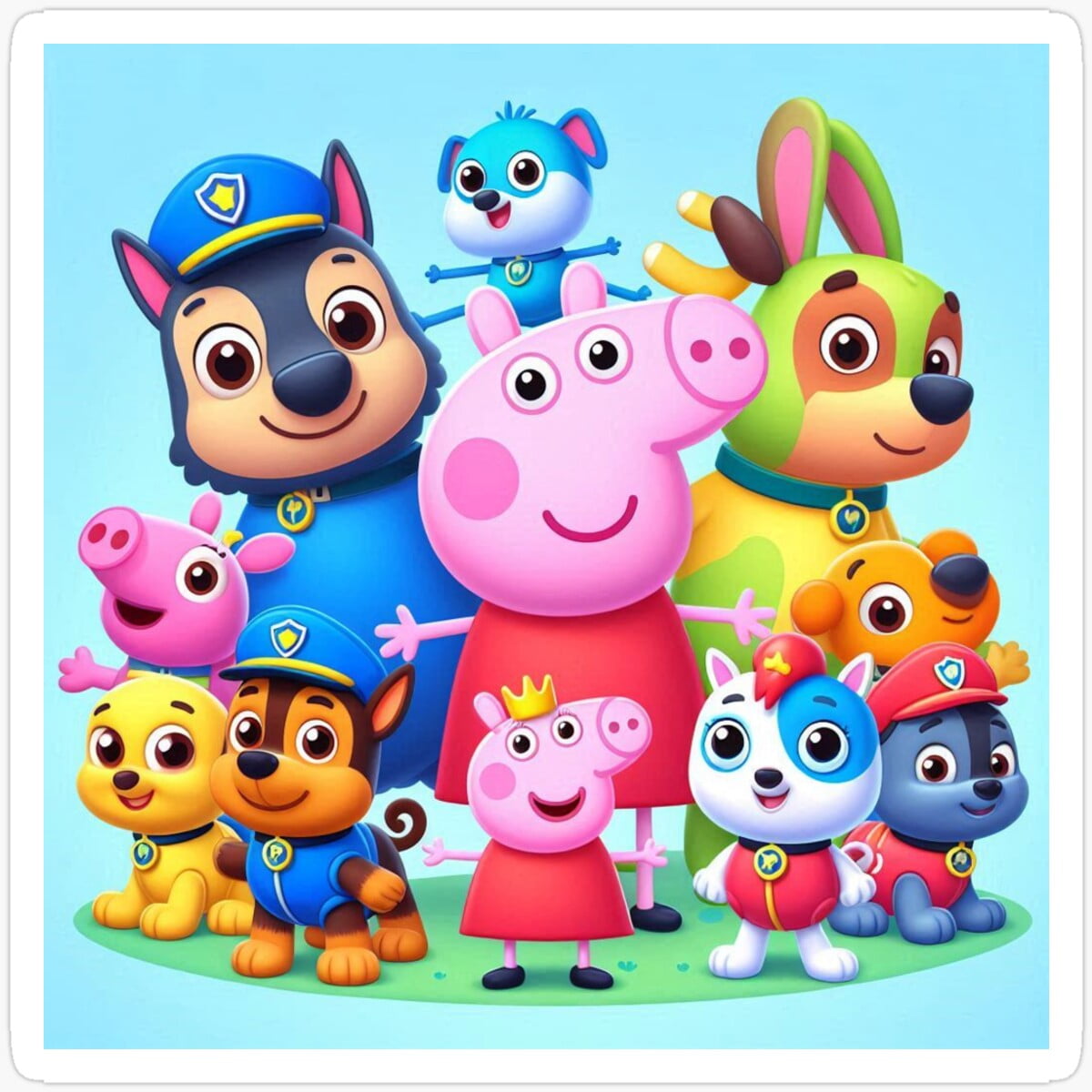 Kira Peppa Pig, the Paw Patrol puppies and Bluey Sticker Waterproof ...