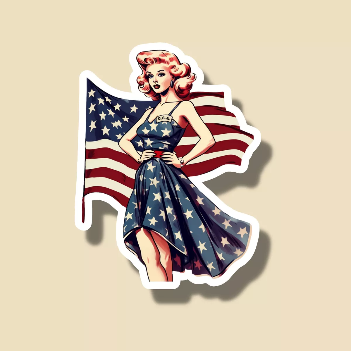 Kira Pinup Girl USA United States Vinyl Sticker Waterproof Sticker for ...