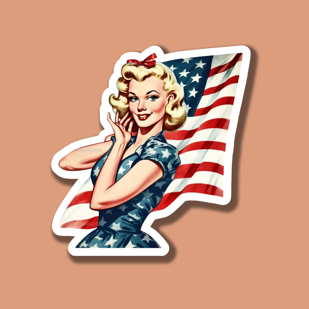 Kira Pinup Girl United States Vinyl Laminated Sticker Waterproof ...