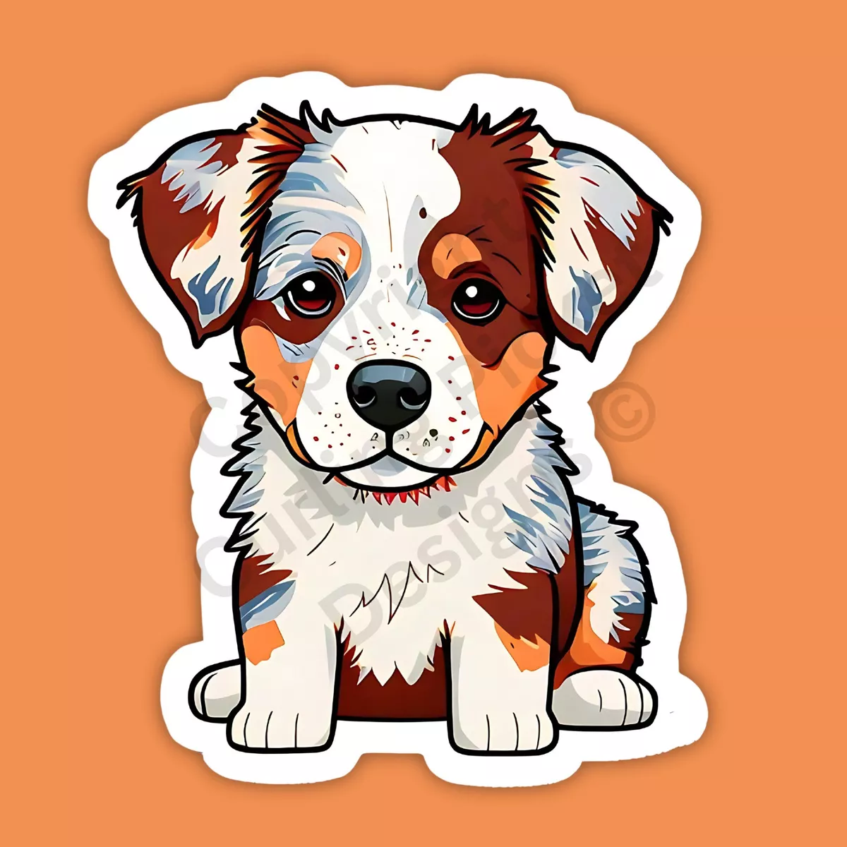 Kira Red Merle Australian Shepherd Puppy Cute Adorable Vinyl Sticker ...