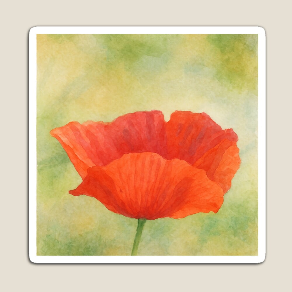 Kira - Red Poppy Blossom Ai Wrcolor Art Print Sticker - 5230 Hot ...