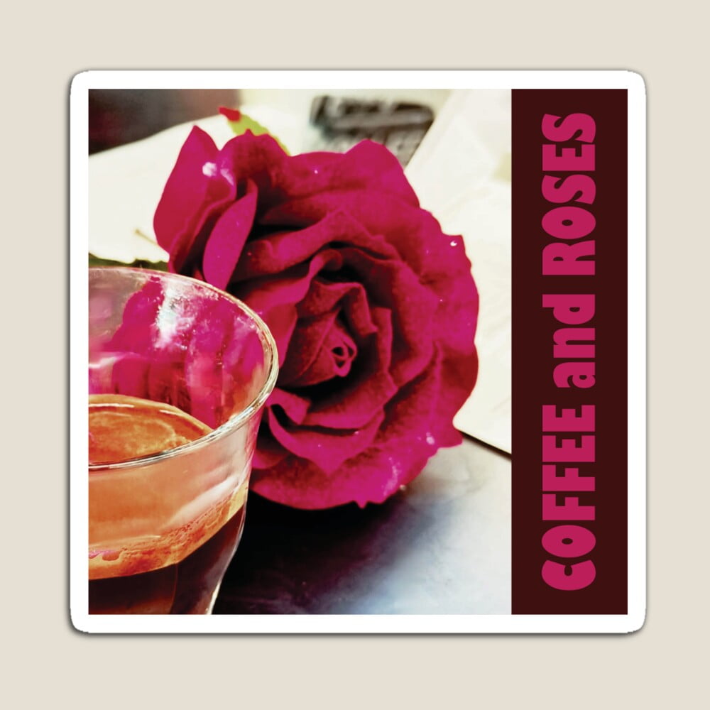 Kira - Red Rose And A Glass Of Coffee Sticker - 7097 Hot Trending Vinyl ...