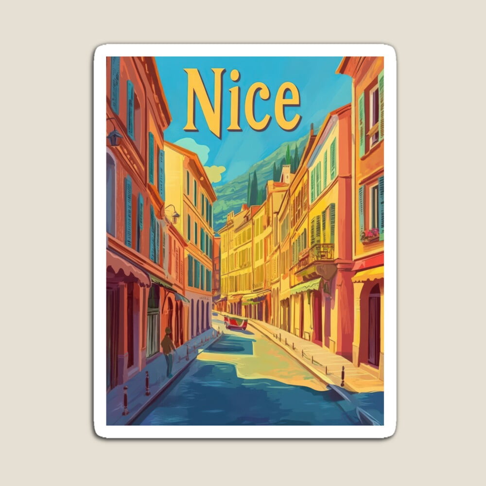 Kira - This Retro Travel Poster Captures The Essence Of Nice, Featuring ...