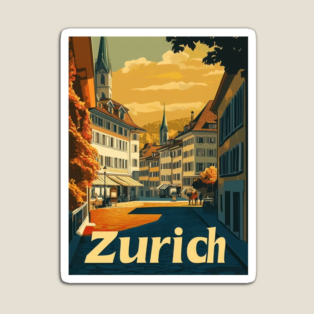Kira - This Retro Travel Poster Captures The Essence Of Zurich ...