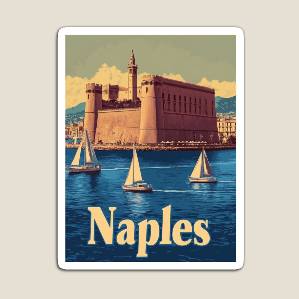 Kira - This Retro Travel Poster Features The Stunning Bay Of Naples ...