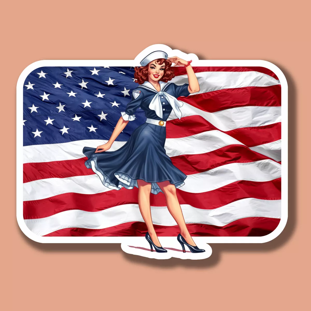 Kira Sailor Pinup Girl United States Vinyl Sticker Waterproof Sticker ...