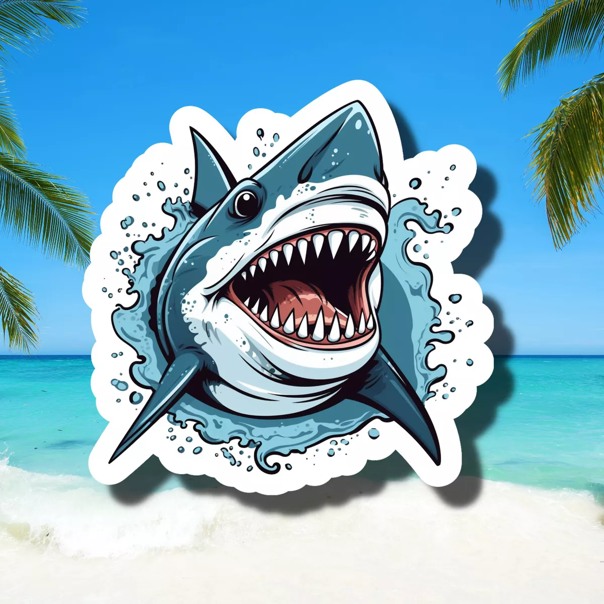 Kira Scary Shark Teeth Vinyl Laminated Sticker Waterproof Sticker for ...