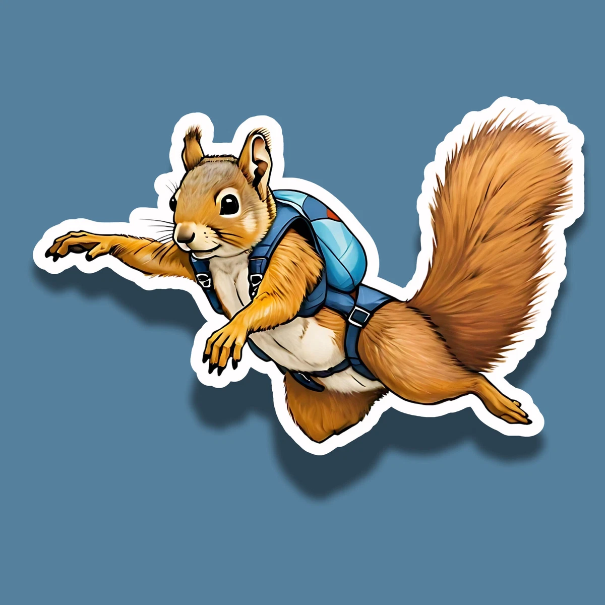 Kira Skydiving Squirrel Funny Matte Vinyl Laminated Sticker Waterproof ...