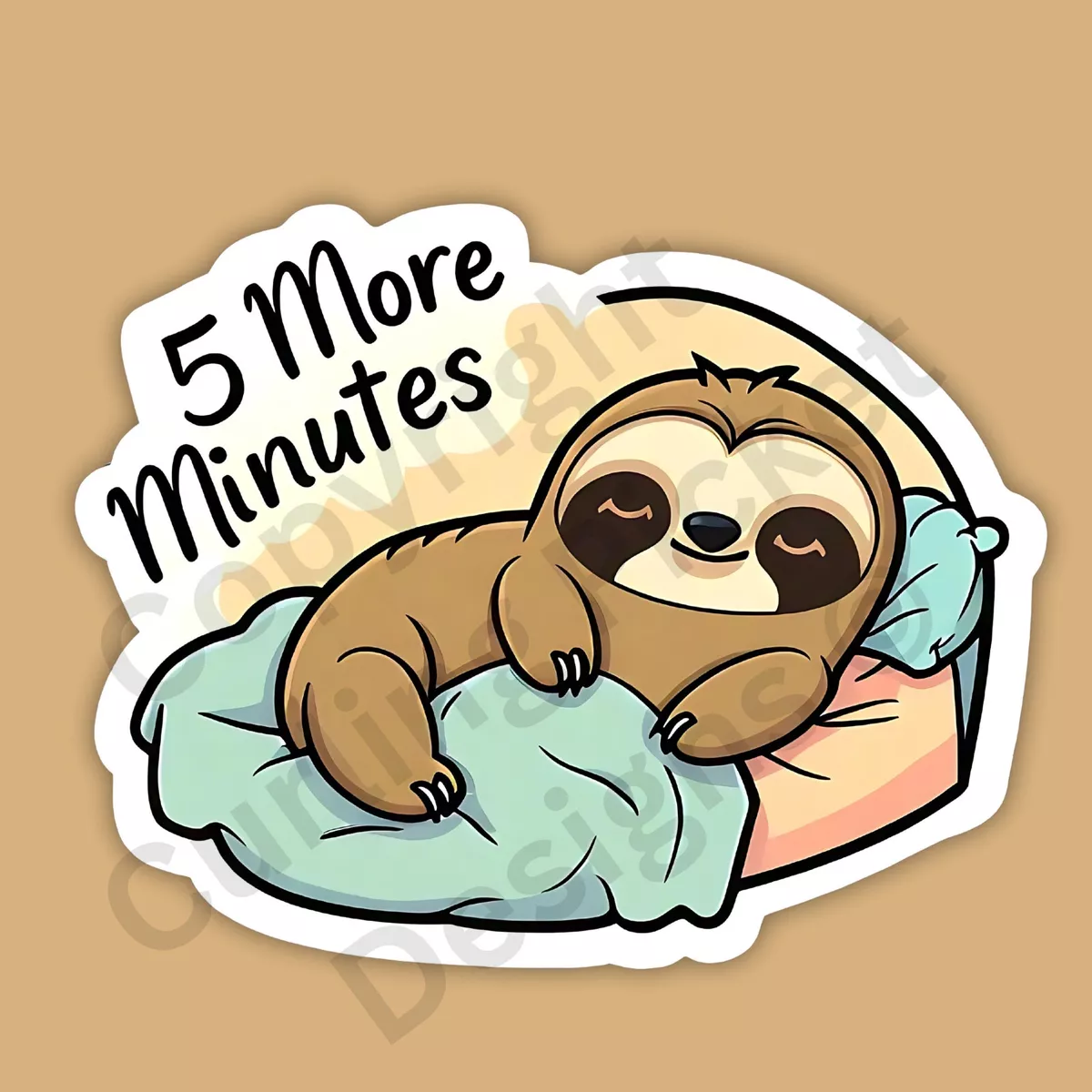 Kira Sleepy Sloth 5 More Minutes Slow Chill Relax Snooze Vinyl Sticker ...