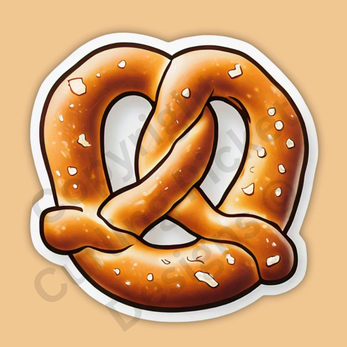 Kira Sourdough Twisted Pretzel with Salt Food Cute Laptop Vinyl Sticker ...