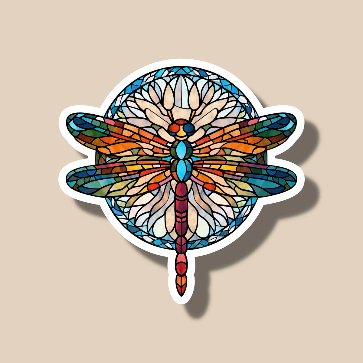 Kira Stained Gl Style Dragonfly Colorful Vinyl Sticker Waterproof ...