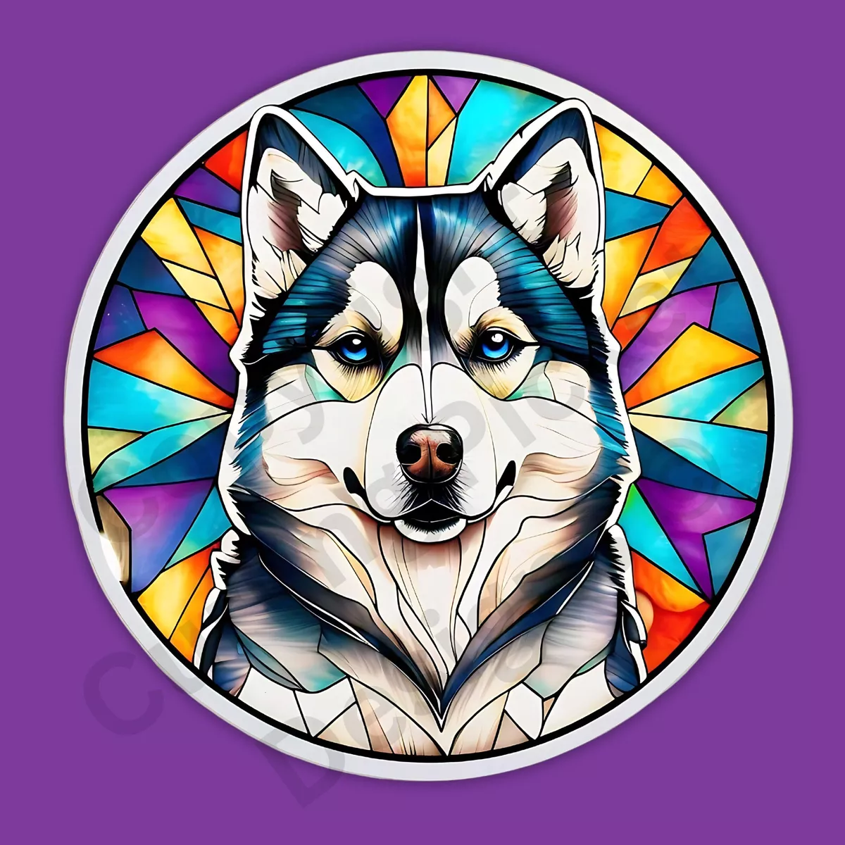 Kira Stained Gl Style Husky Breed Dog Breed Mosaic Vinyl Sticker ...