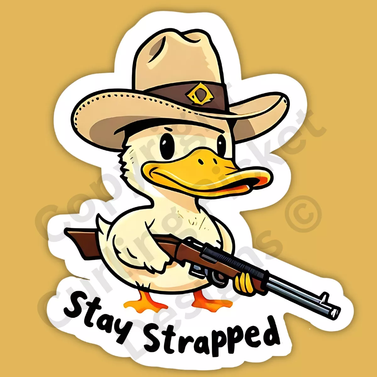 Kira Stay Strapped Duck 2A Cowboy Hat Funny Vinyl Sticker Waterproof ...