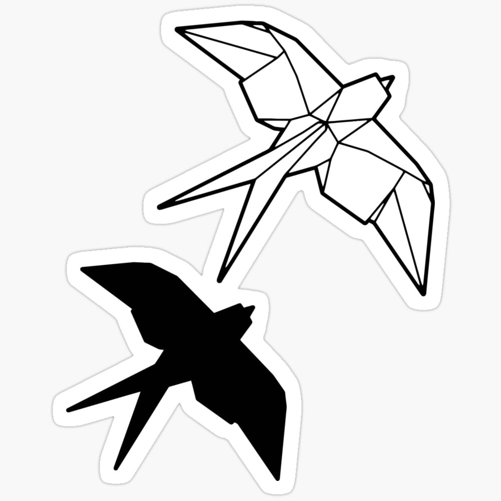 Kira Sticker - 3D Origami Swallow - Phone Stickers, Waterproof Decals ...