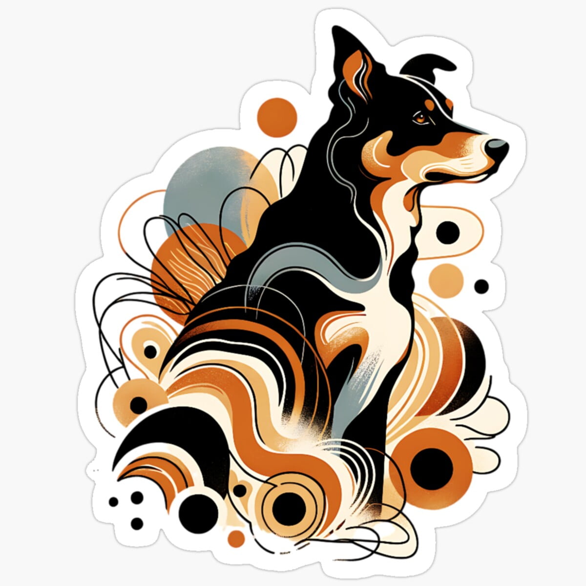 Kira Sticker - Abstract Australian Kelpie Sticker, Funny Waterproof ...