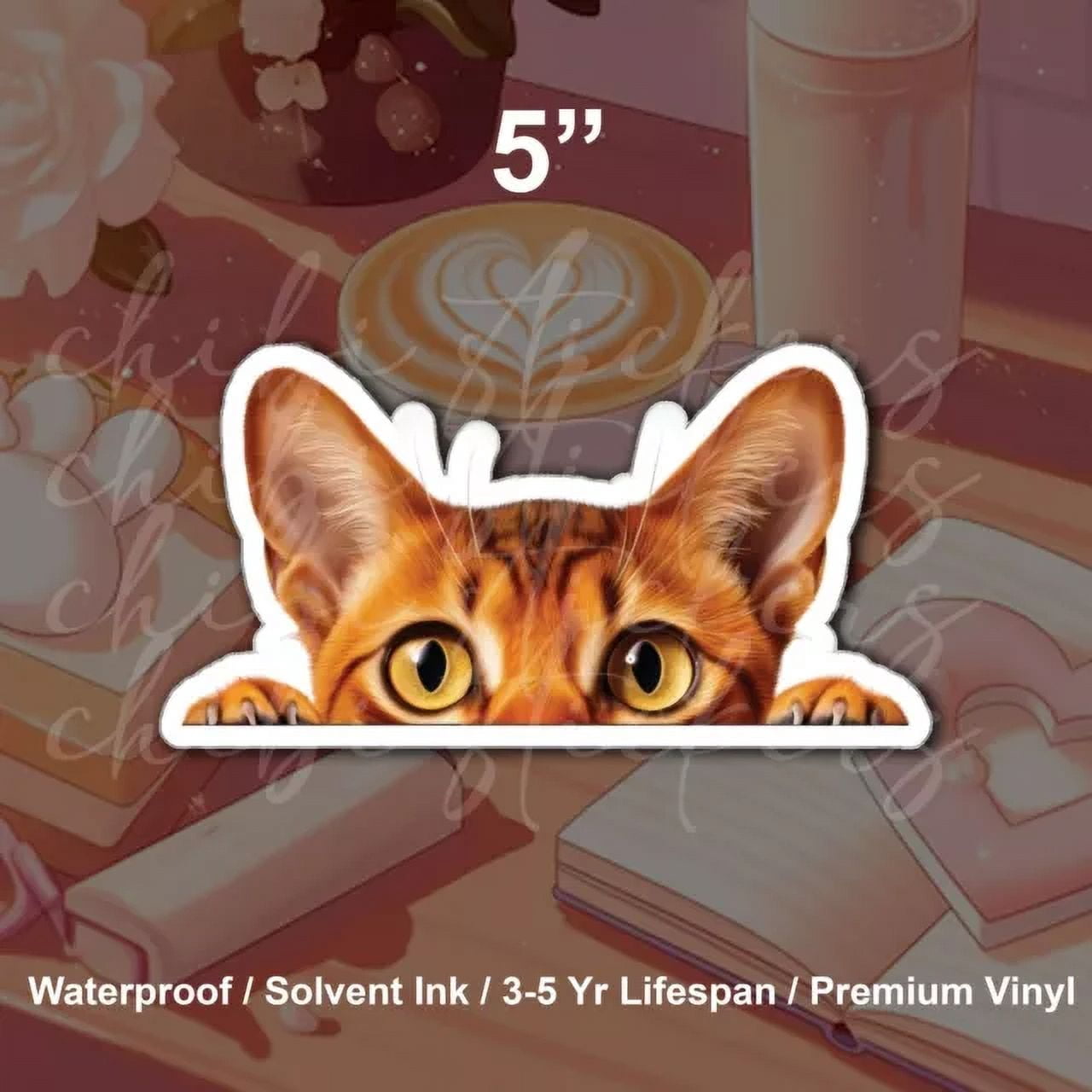 Kira Sticker With Abyssnian Cat Kitty Peeking Peeker Sticker Vinyl ...