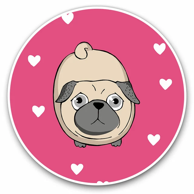 Kira Sticker With Adorable Pink Pug Puppies Animal Pets Cool Gift ...