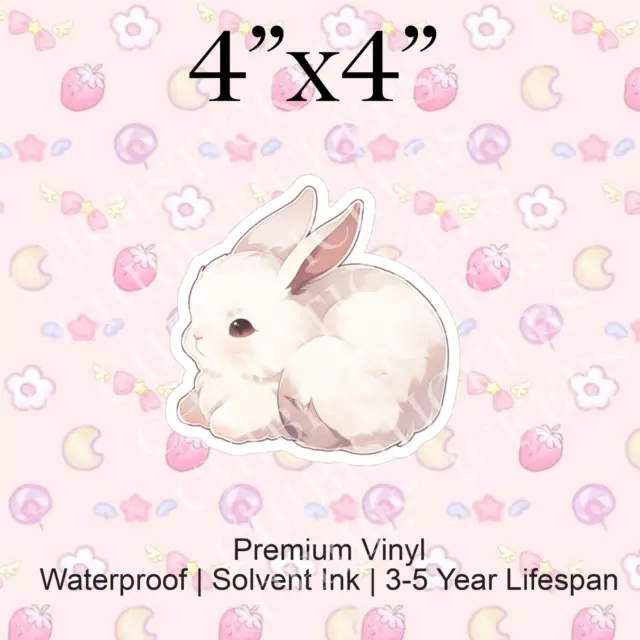 Kira Sticker With Adorable White Bunny Rabbit Animal Vinyl Waterproof ...