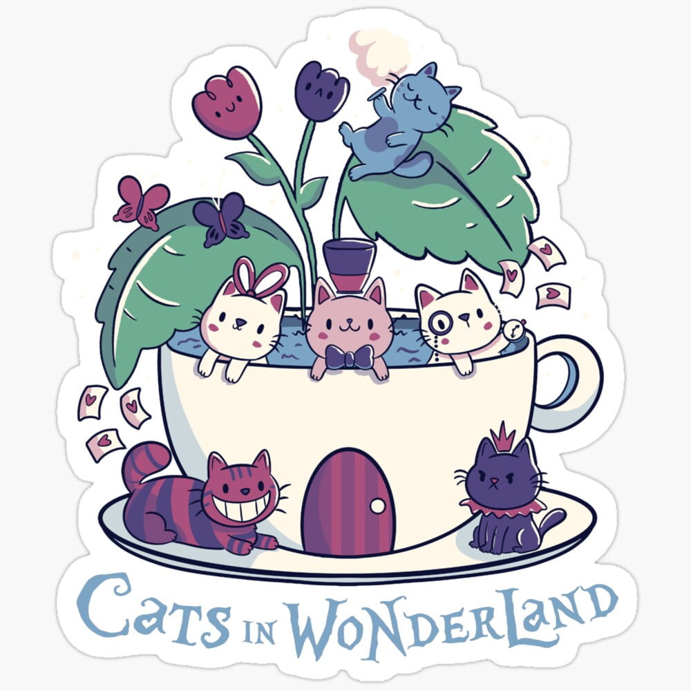 Kira Sticker - Alice Cats Tea Sticker - Walmart.com