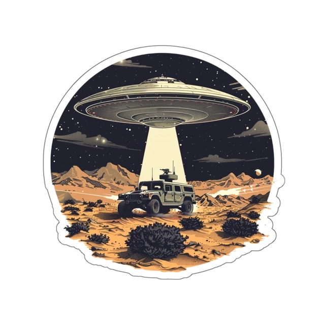 Kira Sticker With Alien Ufo Military Humvee Abduction Vinyl Decal Uap ...