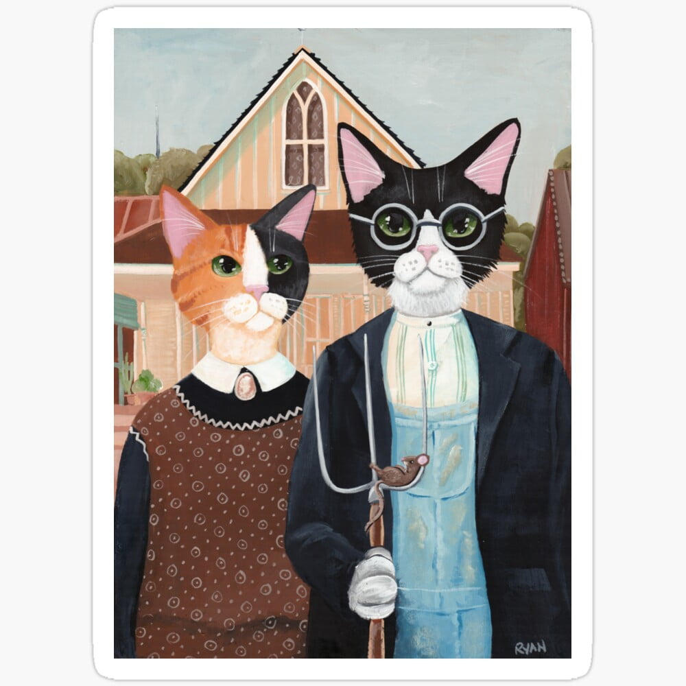 Kira Sticker - Ameowican Gothic Calico And Tuxedo Cat - Phone Stickers ...
