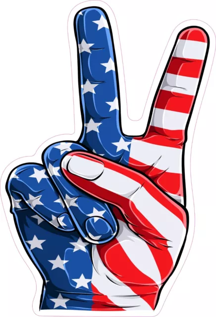 Kira Sticker With American Flag Printed Peace Hands Window Decal ...