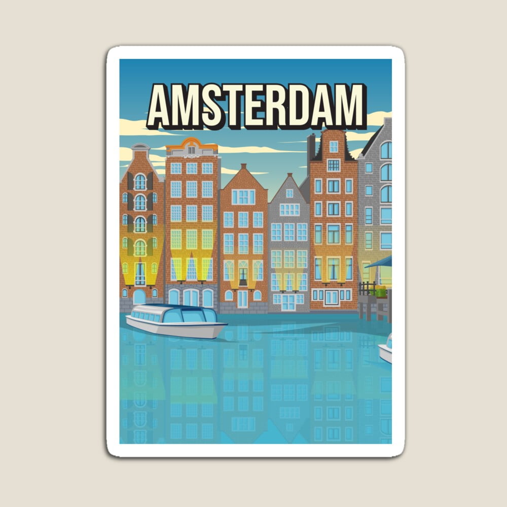 Kira Sticker With Amsterdam Canal House Art Print Netherlands Travel ...