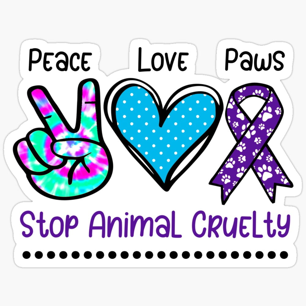 Kira Sticker - Animal Cruelty Abuse Awareness Support Stop Ribbon Paw ...