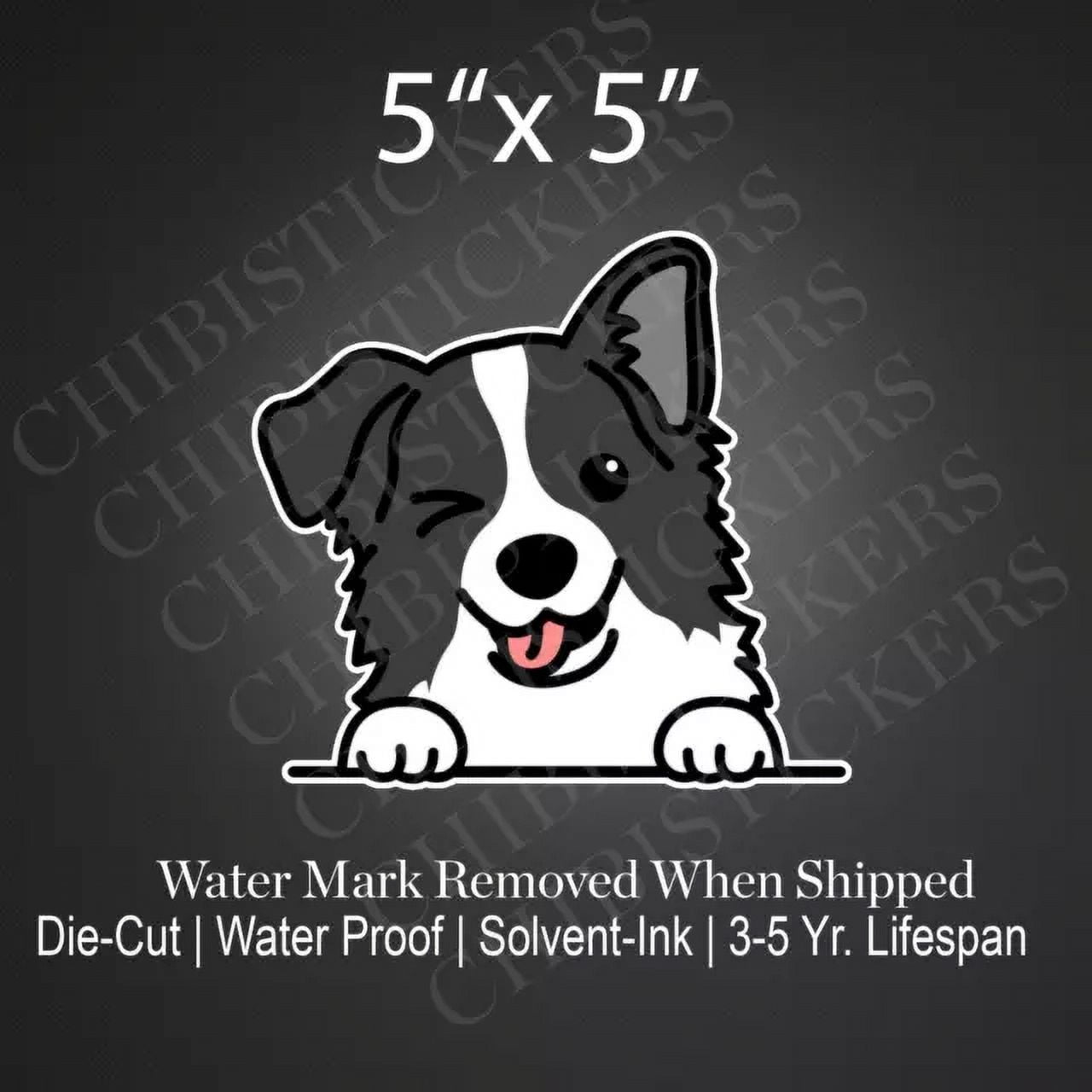 Kira Sticker With Animated Kawaii Border Collie Realistic Dog Vinyl ...