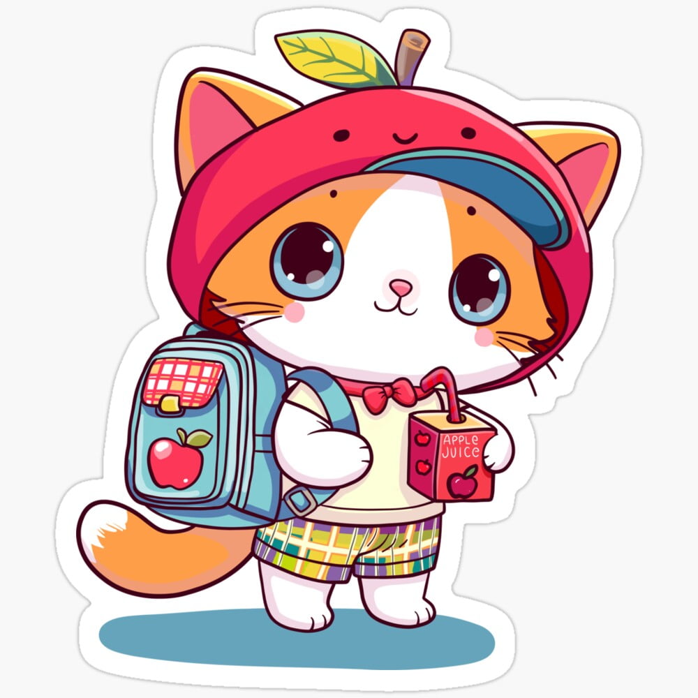 Kira Sticker - Apple Juice Kitty - Phone Stickers, Waterproof Decals ...