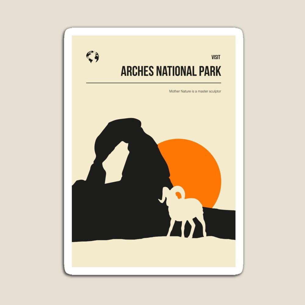 Kira Sticker With Arches National Park Minimal Vintage Travel Poster ...