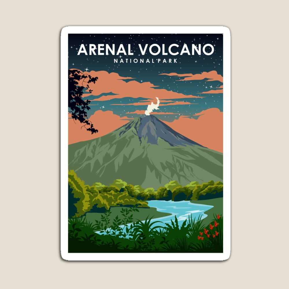 Kira Sticker With Arenal Volcano Costa Rica National Park At Night ...