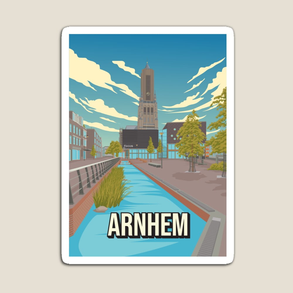 Kira Sticker With Arnhem Vintage Minimal Skyline Cityscape Travel ...