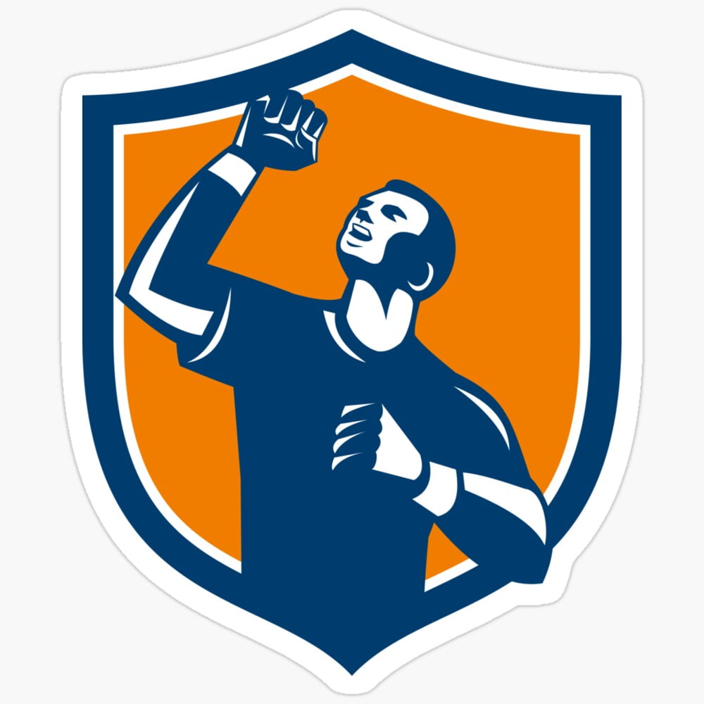 Kira Sticker - Athlete Fist Pump Crest Retroperfect Sticker Gift For ...